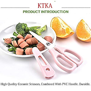 Ceramic Scissors,Healthy Baby Food Scissors with Cover Portable Shears (Yellow)