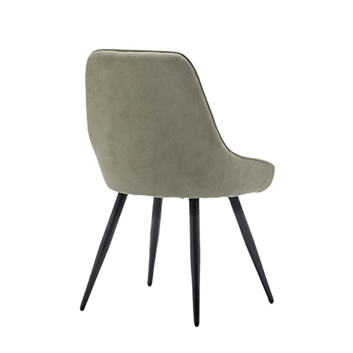 Alunaune Modern Dining Chairs Set of 2 Upholstered Kitchen Chairs, Mid Century Armless Leisure Accent Chair, Living Room Faux Suede Desk Side Chair with Metal Legs-Grey Green