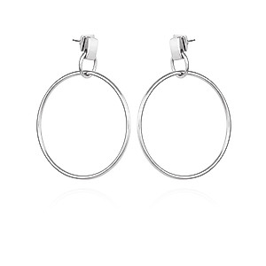 Vince Camuto Silver Tone Drop Dangle Hoop Earrings For Women