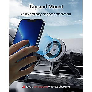 ESR Magnetic Car Mount (HaloLock), Compatible with MagSafe Car Mount, Magnetic Phone Holder for Car, Air Vent Mount for iPhone 14/13/12 Series, Car Accessories, Charging Not Supported, Metallic Grey