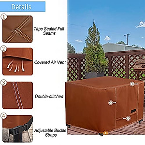 NettyPro Waterproof Ottoman Cover Square 20 x 20 Inch Outdoor Patio Furniture Ottoman Table Cover, Brown