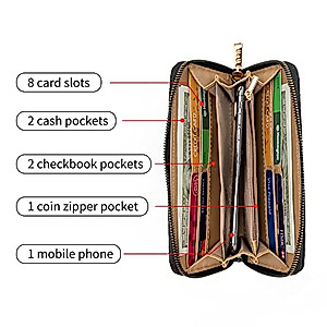 U+U Women's Wallets Wristlet Wallets for Women Woven Wallet Credit Card Holder Wallet with Zipper(Black)