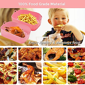 Air Fryer Silicone Pots, 2 Packs Food Grade Reusable Heat Resistant Easy Cleaning Silicone Air Fryer Liner Basket Bowl Accessories for Ninja Foodi Dual DZ201 DZ401 DZ550 8 QT 10 QT Air Fryer