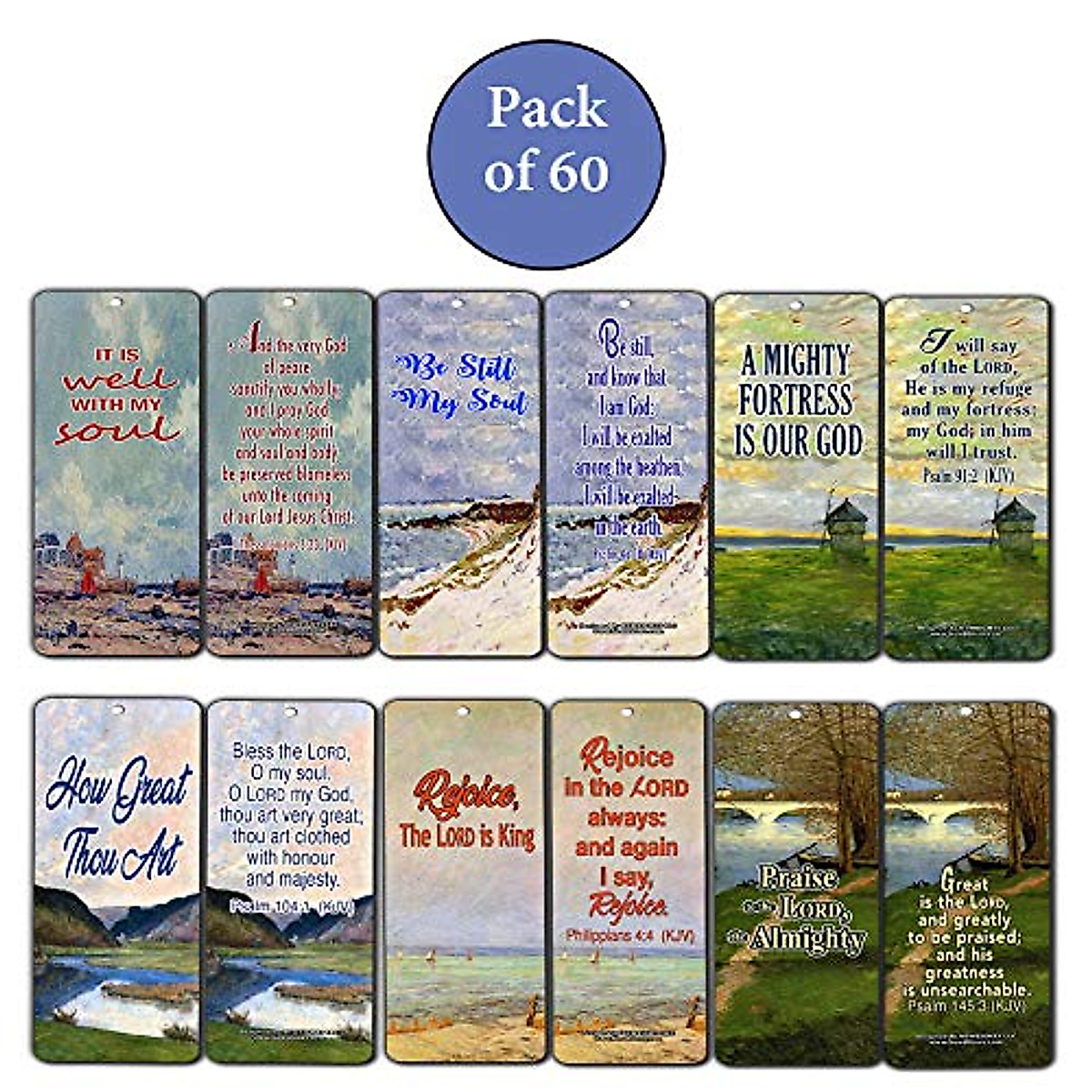Be Still My Soul Religious Bookmarks Cards (60-Pack) - Stocking Stuffers for Men Women Baptism, Youth Group, Cell Group, VBS Bible Study, Mission Trip - Best Church Supplies