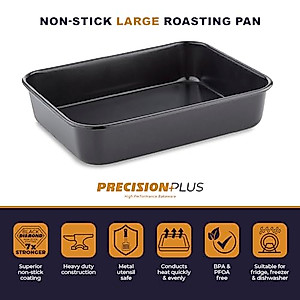 Tower T943000HG1 Precision Plus Large Roasting Pan, Aluminised Steel with Non-Stick Coating, Black