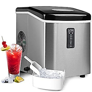 Smad Countertop Ice Maker Stainless Steel Ice Making Machine, Fast Ice Making in 6-12 Minutes, 33lbs/24h, 3.2L Water Tank, 3 Size Ice Cubes