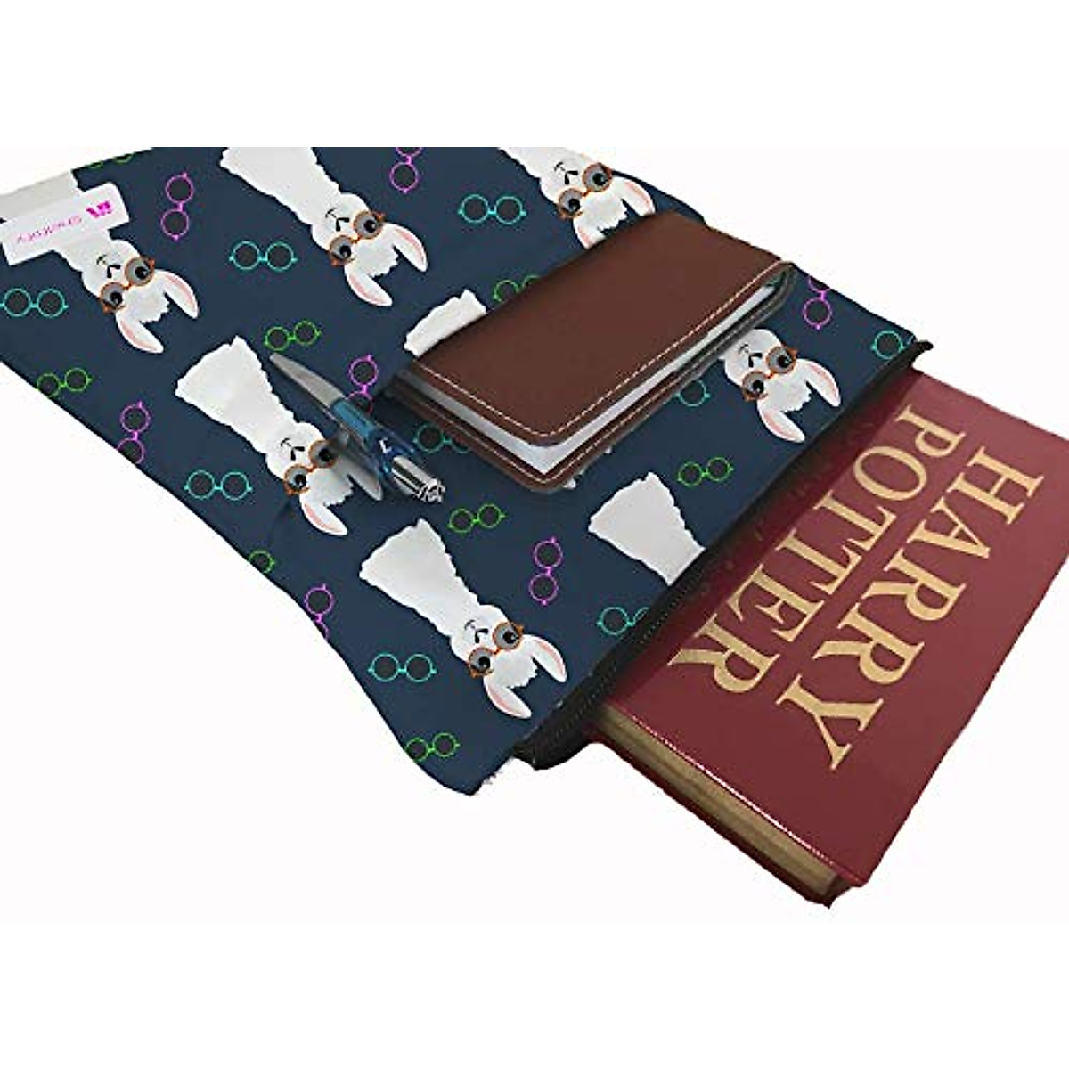 Nerdy Llama Book Sleeve - Book Cover for Hardcover and Paperback - Book Lover Gift - Notebooks and Pens Not Included