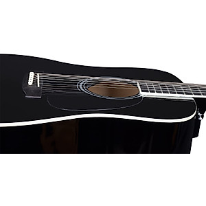 Stretton Acoustic Guitar Full Size Dreadnought 41 Inch Steel String Package D1 - Includes Everything a Beginner Needs To Get Started Playing Guitar - Black