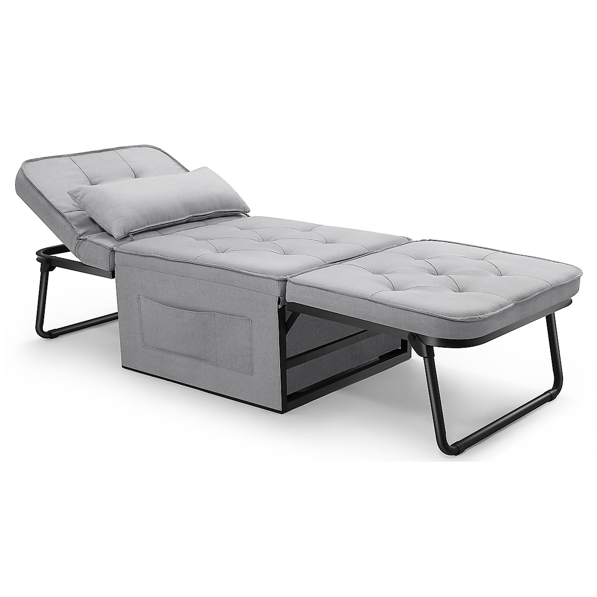 SEJOV Sofa Bed, 4 in 1 Multi-Function Sleeper Sofa, Convertible Sleeper Chair, Assembly-Free Chair Bed with Adjustable Backrest, Breathable Linen Sofa Chair for Living Room Apartment, Grey