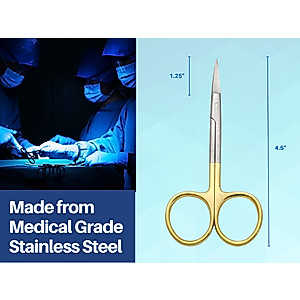 Scissors 4.5 inch Straight Gold Plated handle Dental Surgical art & craft BY Wise Linkers