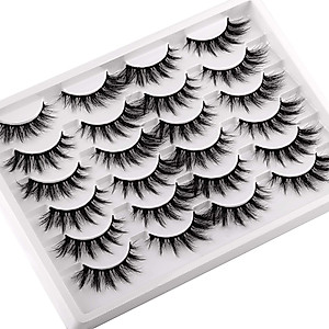 Cat Eye Lashes Pack Wispy 3D Faux Mink Lashes 18mm Fluffy False Eyelashes Soft Reusable Handmade Fake Eyelashes, 12 Pairs Pack by Pawotence