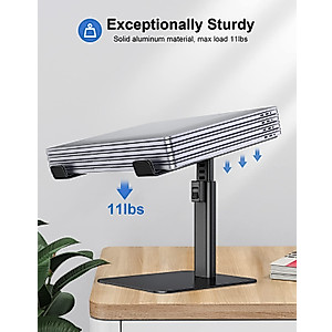 RIWUCT Laptop Stand for Desk, 8 Adjustable Height Aluminum Computer Stand, Ergonomic Laptop Riser Holder Sit to Stand Compatible with MacBook, Air, Pro and More 10"-16" Notebooks - Black