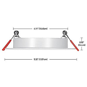 4" Ultra Slim Baffle LED Integrated Recessed Lighting Kit 4-Pack, 9 Watts, Energy Star, IC Rated, Dimmable, Wet Rated, White Finish, 4.25" Hole Size,91128