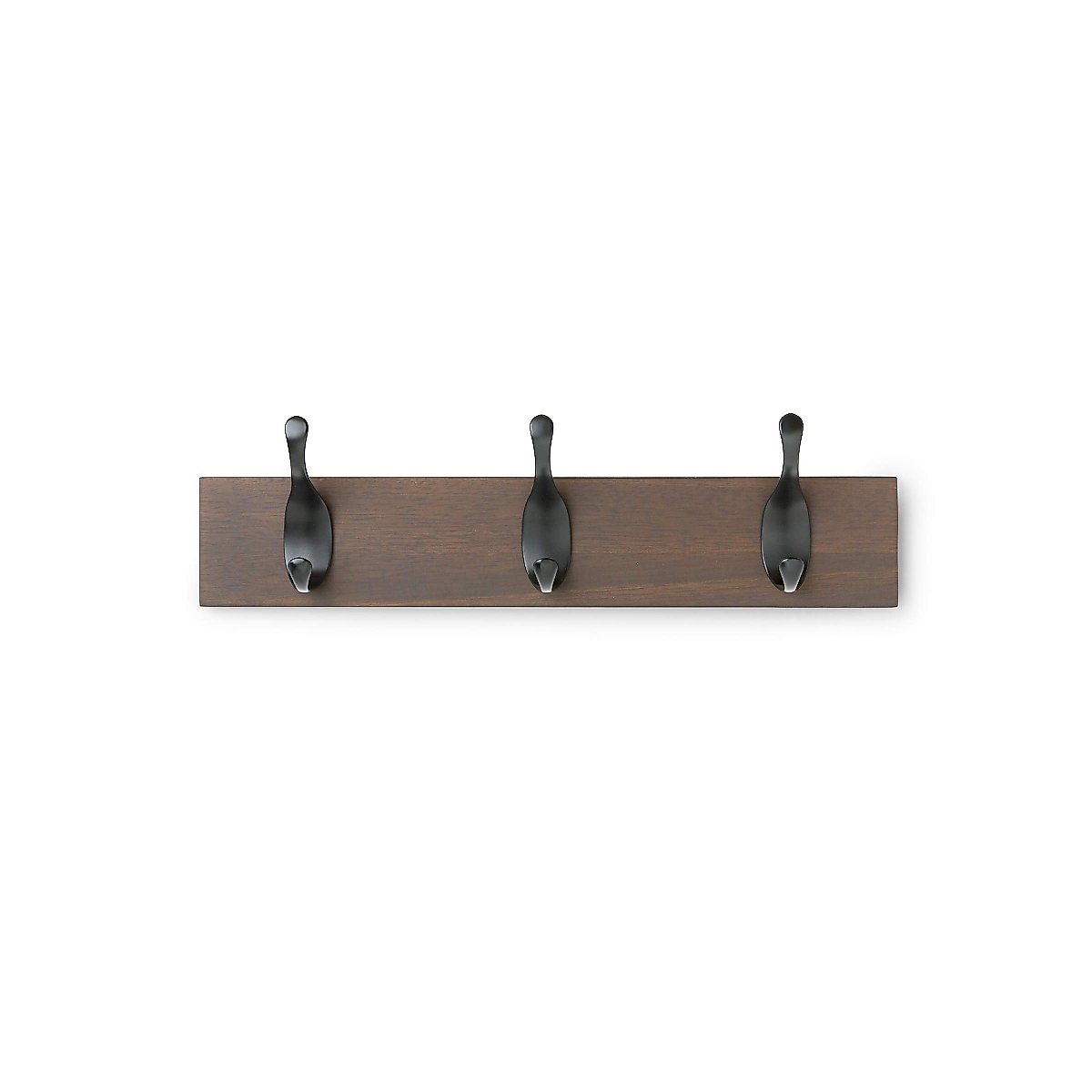 Amazon Basics Rectangular Wall Mounted Modern Coat Rack, 3 Hooks, Walnut