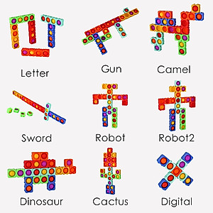 AOMAY Pop Fidget Sensory Toy, 24Pcs Educational Building Blocks for Kids, Silicone Fidget Toys for Adults, Rainbow Infinite DIY Puzzle Toy Xmas Gift Set