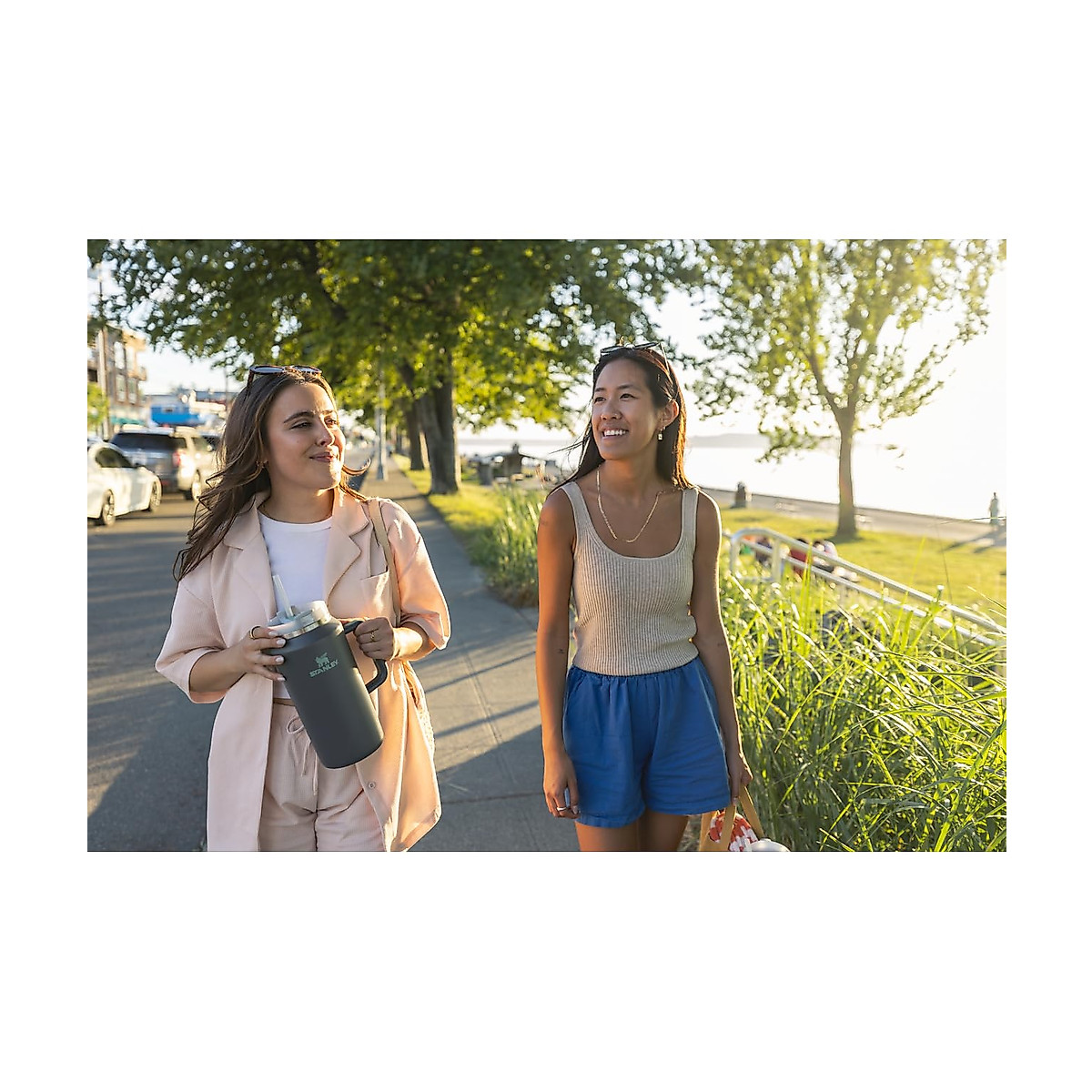 Stanley Quencher H2.0 Tumbler with Handle & Straw 64 oz | Flowstate 3-Position Lid | Large Capacity for Travel & Sports | Insulated Stainless Steel Cup | BPA-Free | Glacier