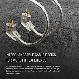 Hidizs MS1-Rainbow in-Ear Monitors Headphones, Hi Res IEMs Earphones with Detachable Cable, Polymer Diaphragm HiFi Bass Noise Cancelling Sports Headphones for Android Smartphones/Audio Players (Red)