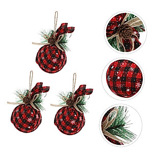 COHEALI 3pcs Christmas Foam Balls Decor for Office White Outfits Office Decore Christmas Plaid Ball Ornaments Hanging Christmas Decoration Christmas Balls Ornaments Hanging Foams Balls