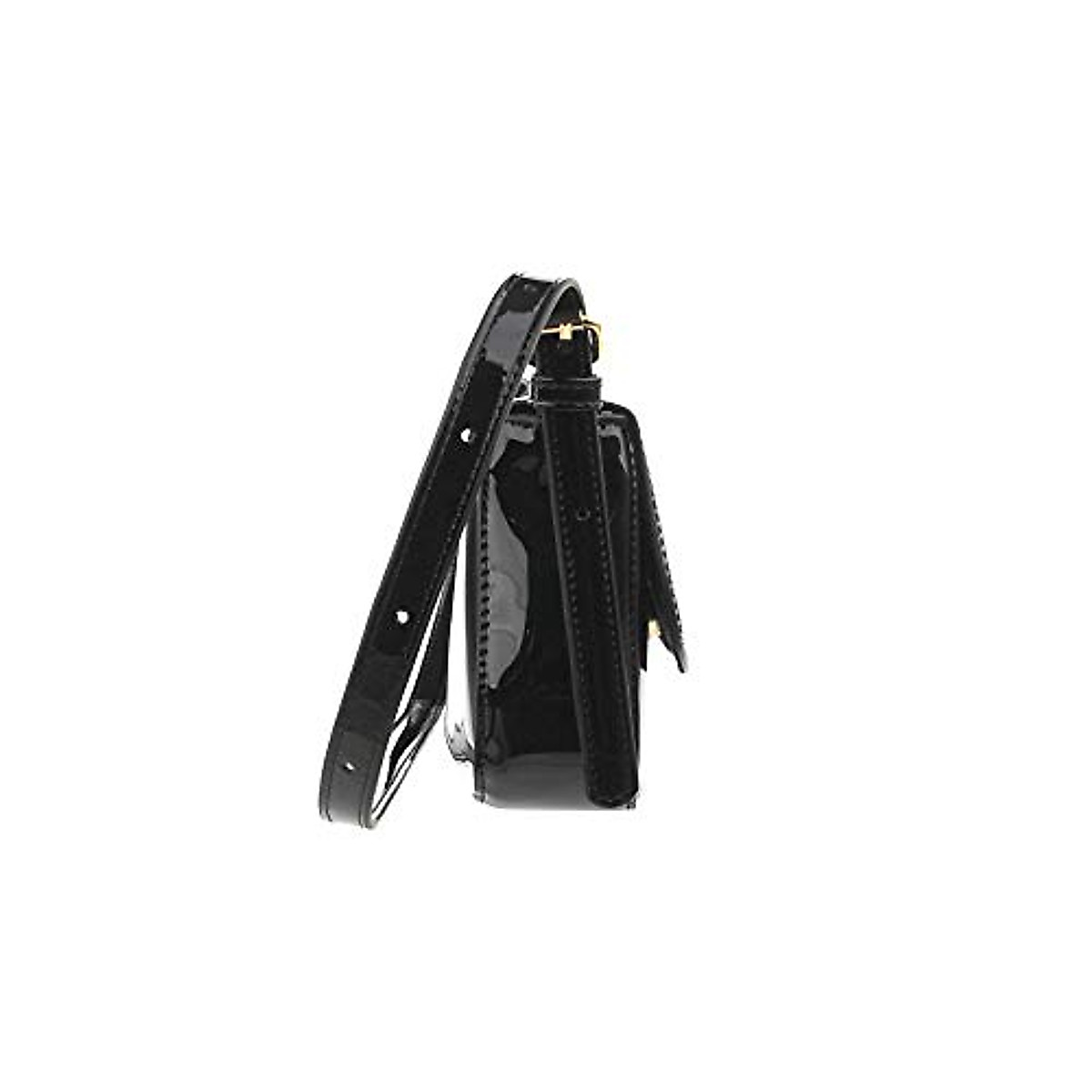 Olivia Miller Women's Fashion Faux Patent Leather Black Shoulder Bag w Adjustable Shoulder Strap, Casual Chic 90s Y2K Retro Purse Handbag