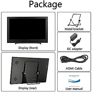 Kenowa 13.3 inch Portable Monitor, PC 16:9 Display with HDMI VGA External Screen for Raspberry pi/Computer/Laptop/PS3/PS4 Xbox,Built-in Stand,HD Resolution 1366x768 60HZ