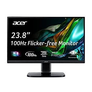 Acer KC242Y Hbi 23.8" Full HD (1920 x 1080) Zero-Frame Gaming Office Monitor | AMD FreeSync Technology | 100Hz | 1ms (VRB) | Low Blue Light | Tilt | HDMI & VGA Ports,Black
