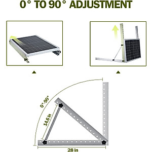 HQST Adjustable Solar Panel Tilt Mount Brackets, 28 inch Solar Panel Racks with Foldable Tilt Legs - Support up to 150 Watt Solar Panels for Boats, RV, Roof Off Grid System