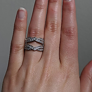 TwoBirch Sterling Silver Infinity Bypass Engagement Ring Guard With Cubic Zirconia (3/4 ct., Size 9)