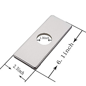 Homevacious 6 inch Bathroom and Kitchen Vanity Sink Faucet 4 inch Hole Cover Deck Plate Square Escutcheon Brushed Nickel Satin Stainless Steel