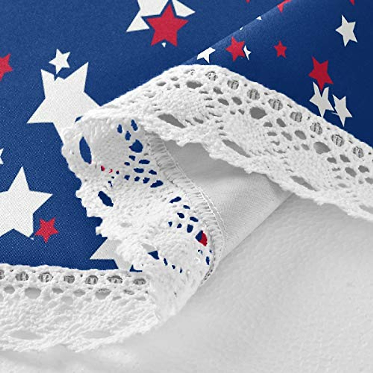 Xigua Patriotic Star Round Tablecloth 60" Waterproof Spillproof Polyester Fabric Table Cover with Zipper Umbrella Hole for Outdoor Patio Garden Dining Party