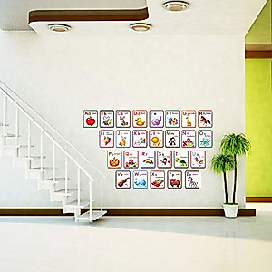 26 Pieces Alphabet Bulletin Board Set Animals Alphabet Cards Classroom Alphabet Decor Standard Manuscript Alphabet Cards,Early Learning Bedroom Nursery Playroom Decorations for Children Kids Teens