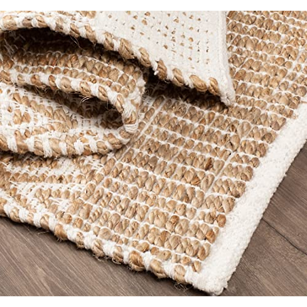 Chindi Rug,Rug 3x5',Rag Rugs,Braided Rug,3x5 Rug,Chindi Rugs,Chindi Handloom Rug 3x5',Farmhouse Area Rugs, Natural Braided Doormat for Kitchen Entryway Pets Playing Chindi Chindi Rugs - Natural/White
