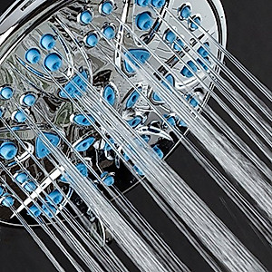 AquaDance 5514 Antimicrobial – Anti-Clog High-Pressure 6-Setting Hand Microban Nozzle Protection from Growth for Stronger Shower 3 Color Choices, Aqua Blue Jets,4 Inch