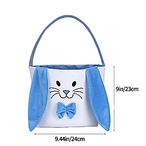 Easter Basket Bags,Bunny Easter Bucket,Easter Eggs/Gift Baskets for Kids,Bunny Tote Bag Bucket for Easter Eggs,Toys, Candy,Gifts (Blue)