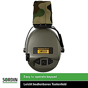 Sordin Supreme Pro-X LED Ear Defenders for Hunting & Shooting - Active & Electronic - Camo Band - Green Ear Muffs
