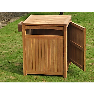 New Grade A Teak Wood Waste Trash Can Box Utility Receptacle With Ashtray #WHAXTB