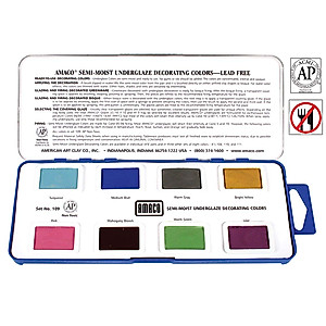 AMACO Non-Toxic Semi-Moist Underglaze Set - B in Pan, 1.5 oz, Assorted Color, Set of 8