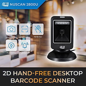 Adesso NuScan 2800U Omnidirectional 2D Desktop Barcode Scanner USB
