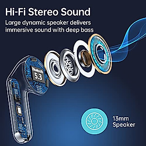 CAPOXO Wireless Earbuds Bluetooth Headphones 40Hrs Playback IPX7 Waterproof Sports Earphones with Wireless Charging Case & LED Power Display TWS Stereo Headset Microphone for iOS Android Laptop Black