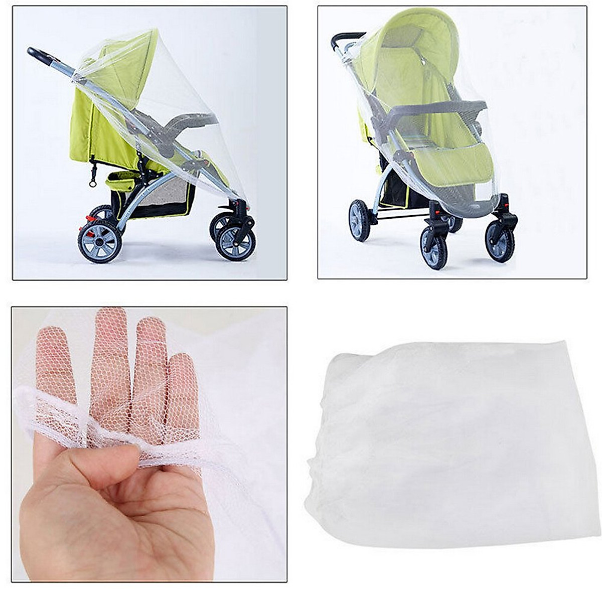 Baby Stroller Mosquito Bug Net Insect Netting Cover 59" Large Size for Pram, Buggy, Infant Carriers, Car Seats, Cradles, Cribs, Bassinets, Playpens, Baby Stroller Bed Full Mesh Cover (White)