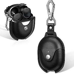 Fintie Protective Case for Google Pixel Buds Pro (2022), Premium PU Leather Slim Fit Metal Snap Closure Portable Cover Skin with Keychain, Black