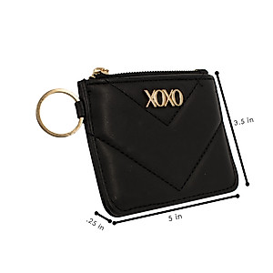 XOXO Women’s Wallet Mini Black Vegan Leather Quilted Pattern Key Card Id Coin Case, XW321356G-42-A02
