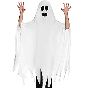 Geyoga Ghost Halloween Costume Tattered Gown Cosplay Role Play Supply Halloween Fancy Dress Costume for Child Over 8 Years Old, 4.27 x 3.94 Feet (Smile Style)