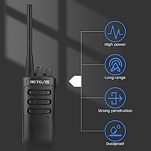 Retevis RB85 Walkie Talkies for Adults Long Range, High Power 2 Way Radio with Earpiece, Rechargeable Two Way Radios, AI Noise Cancelling, for Security, Hotel(2 Pack)