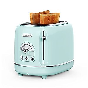 Hazel Quinn 2 Slice Retro Toaster, 6 Browning Levels, 3 Functions-Defrost/Reheat/Cancel, Removable Crumb Tray for Easy to Clean, 1.5 Inches Extra Wide Slots, Vintage Style, Mint Green