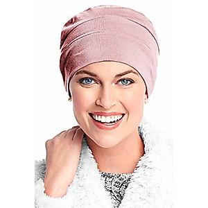Headcovers Unlimited Three Seam Cotton Sleep Cap-Caps for Women with Chemo Cancer Hair Loss Pink Blush