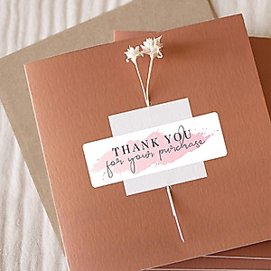 1" x 3" Thank You for Your Purchase Stickers, Rectangle Pink Decorative Sealing Stickers for Delivery, Decoration, Packaging, 120 Labels Per Roll