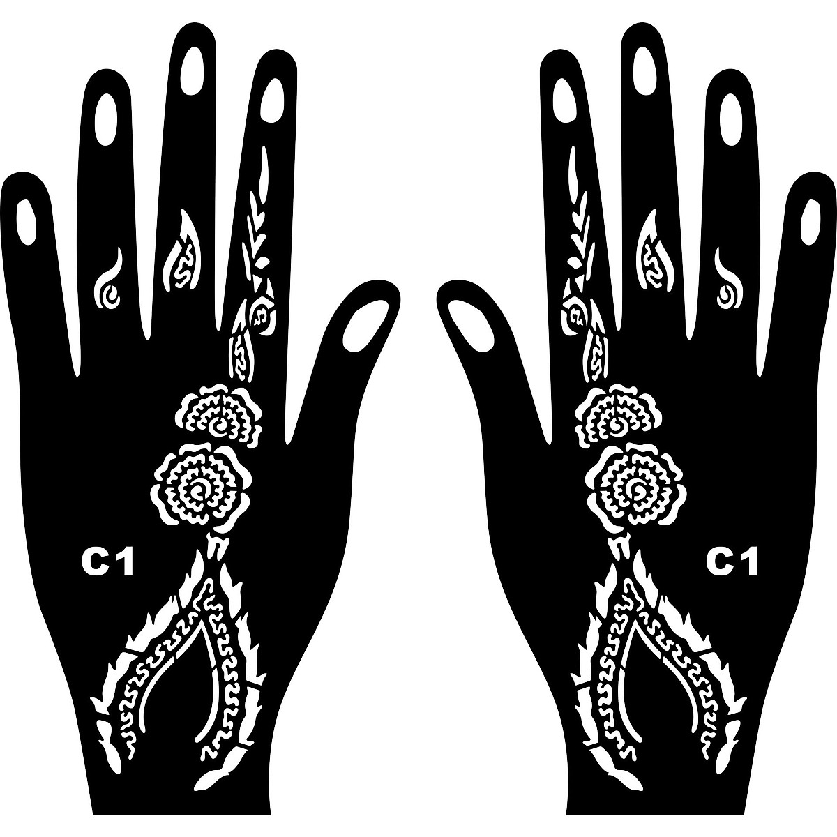 Kotbs 18 Sheets Temporary Tattoo Stencils, Indian Arabian Henna Tattoo Stencils, Glitter Airbrush Tattoo Stickers for Women Boys Girls Hand Body Art