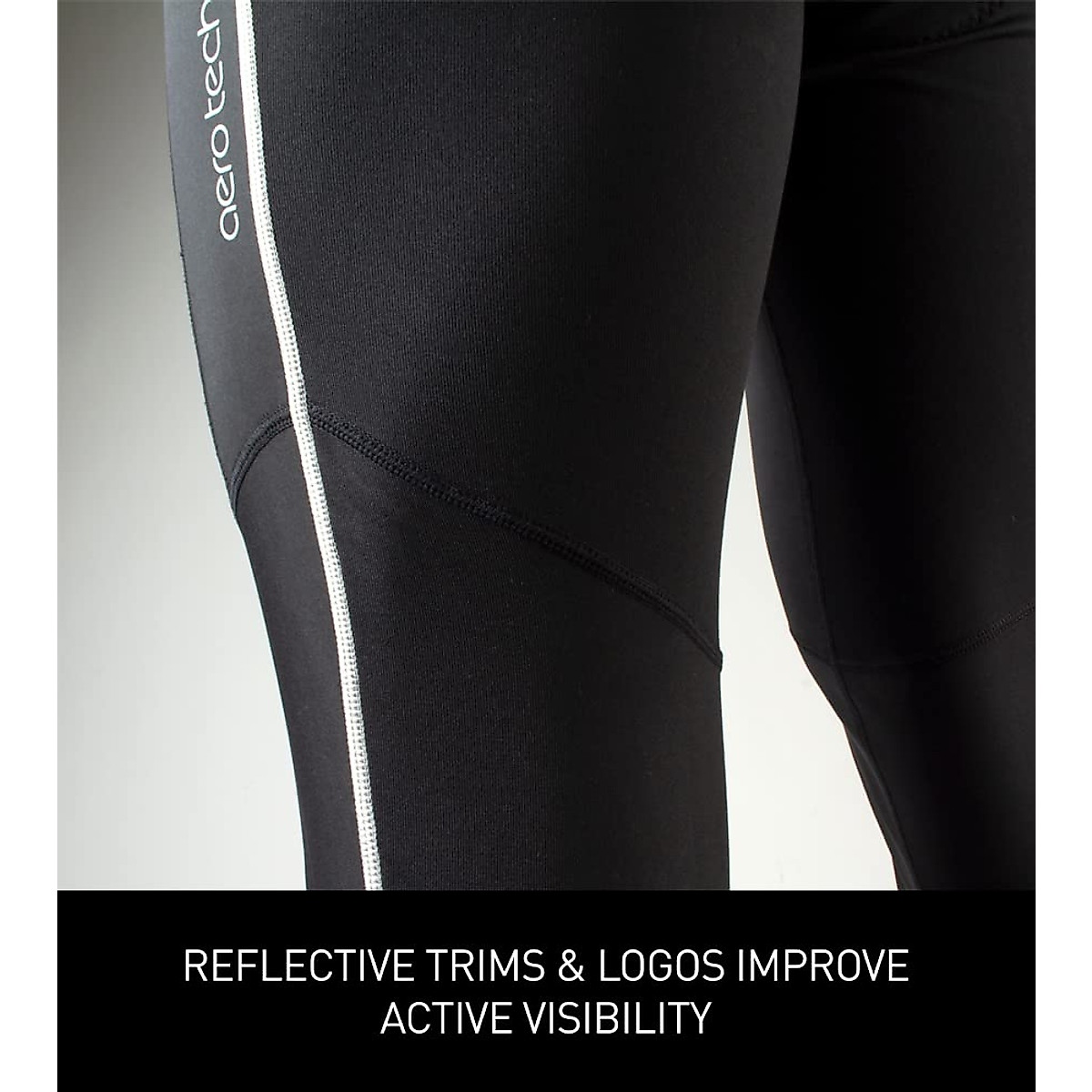 AERO|TECH|DESIGNS | Men's Windstop Padded Cycling Tights | Black | Large