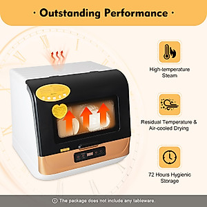 Portable Countertop Dishwasher, Mini Dishwasher, 4 Washing Programs Deep Cleaning With Air Drying, 1200W Automatic Dishwashing Machine, Compact Countertop Dish Washer Dishes washing Cleaner Machine