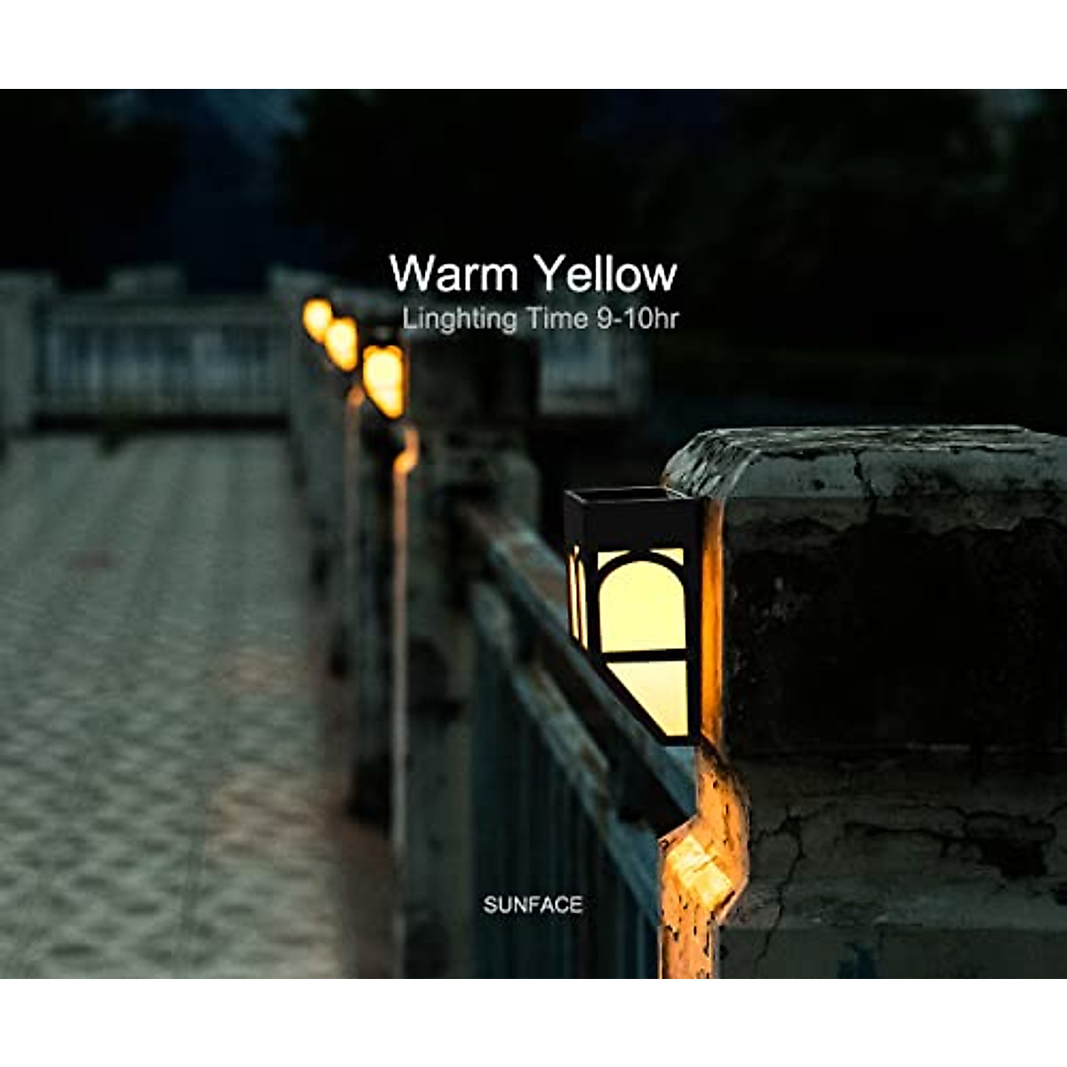 SUNFACE Solar Deck Lights, Led Outdoor Garden Decorative Wall Mount Fence Post Lighting, 6 Packs